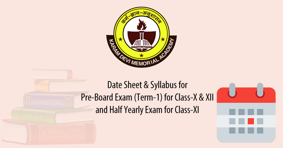 Date Sheet & Syllabus for Pre-Board Exam (Term-1) for Class-X & XII and ...